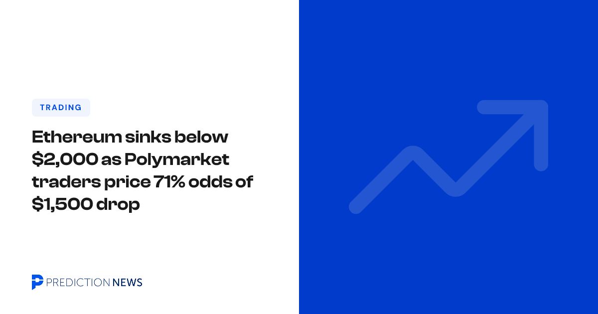 Ethereum sinks below $2,000 as Polymarket traders price 71% odds of ...